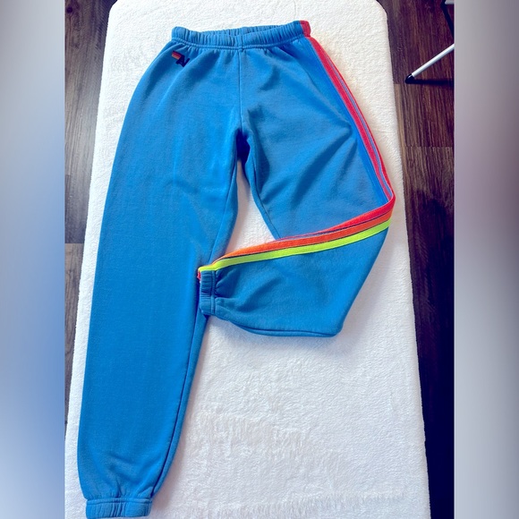 Aviator Nation | Bottoms | Kids Blue Joggers With Rainbow Stripe | Poshmark